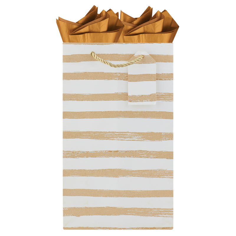 The Gift Wrap Company Golden Stripe 2 Bottle Gift Bag – BevMo!