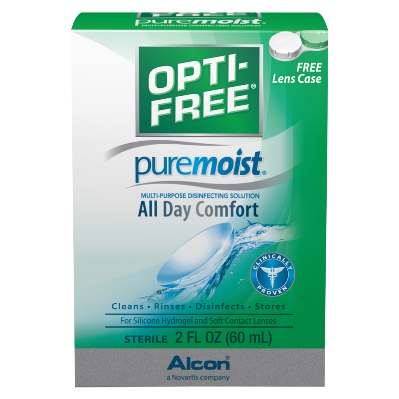 Opti-Free Puremoist Contact Lens Solution with Free Lens Case 2oz – BevMo!