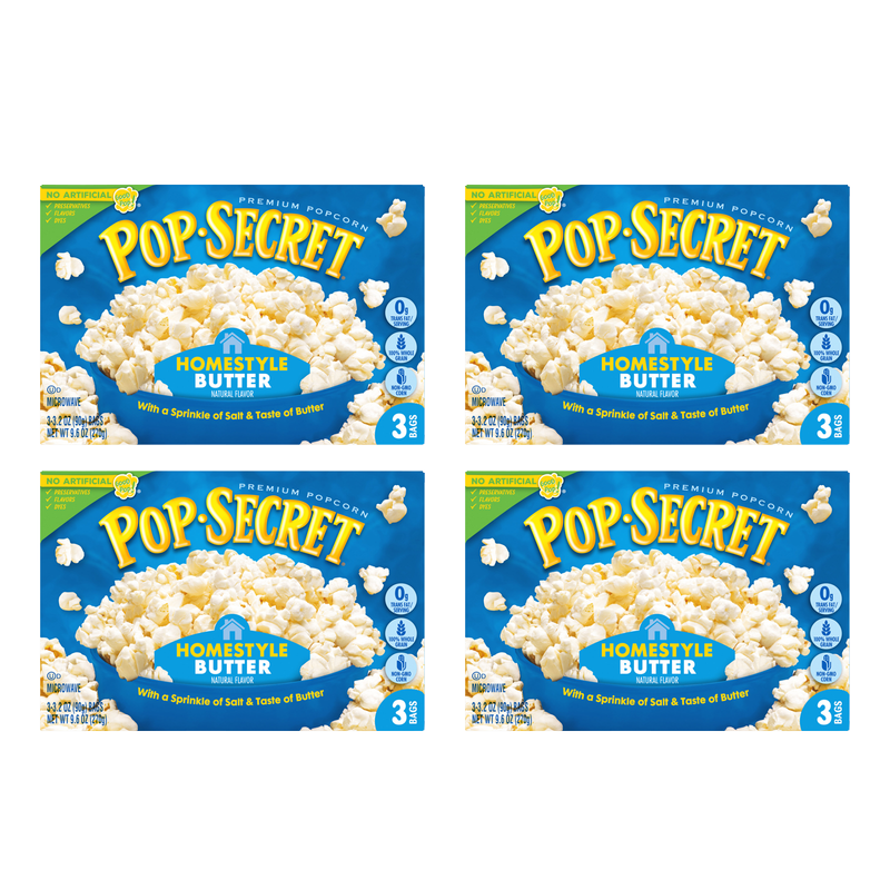 4ct Pop Secret Homestyle Butter Microwavable Popcorn 3ct 9.6oz – BevMo!