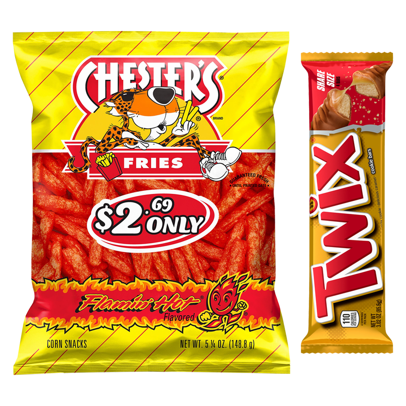 Chester's Flamin' Hot Fries 5.25oz & Twix Caramel Bar King Size 3.02oz ...